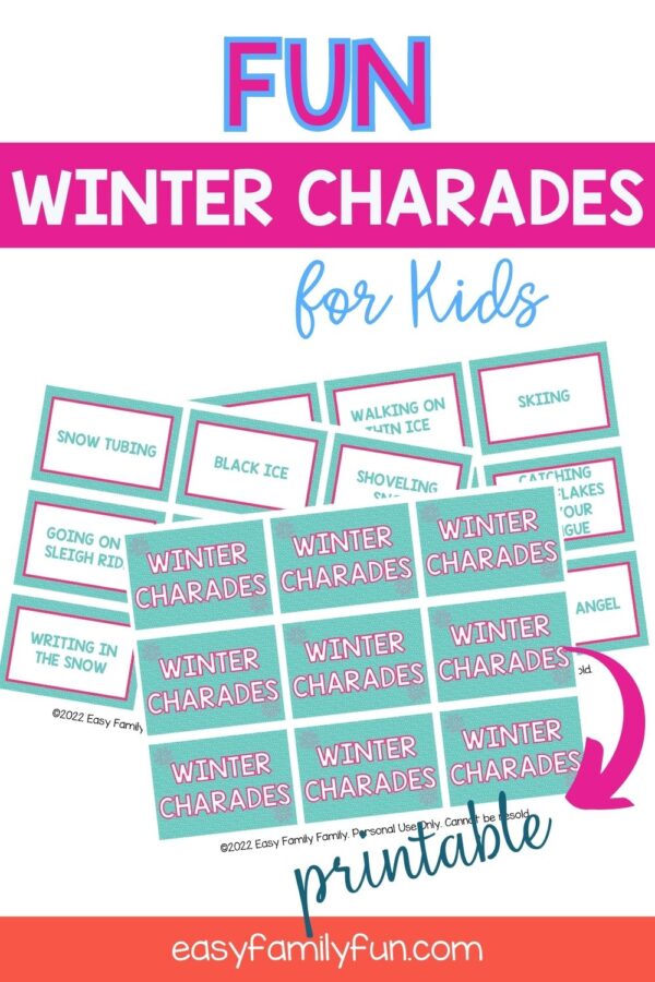 60+ Winter Charades Ideas + Printable Cards