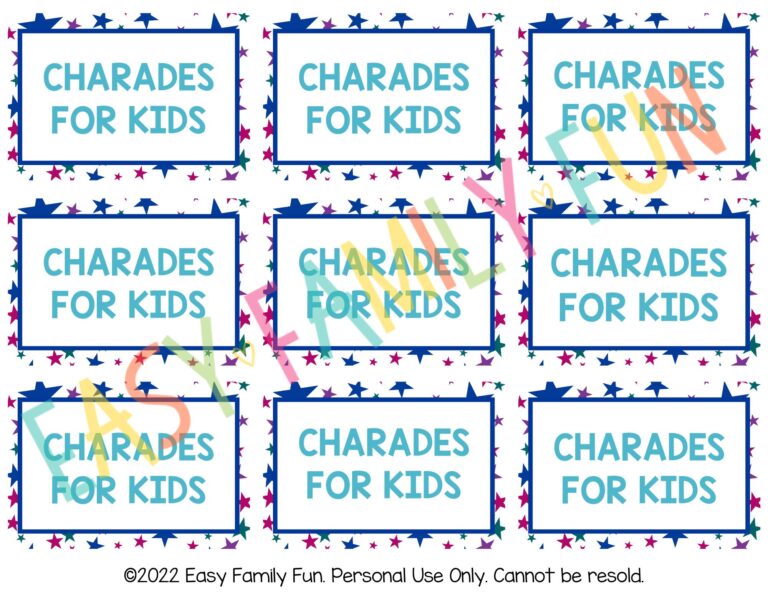 220 Charades For Kids - Easy Family Fun- Print-and-Play Family Fun Hub