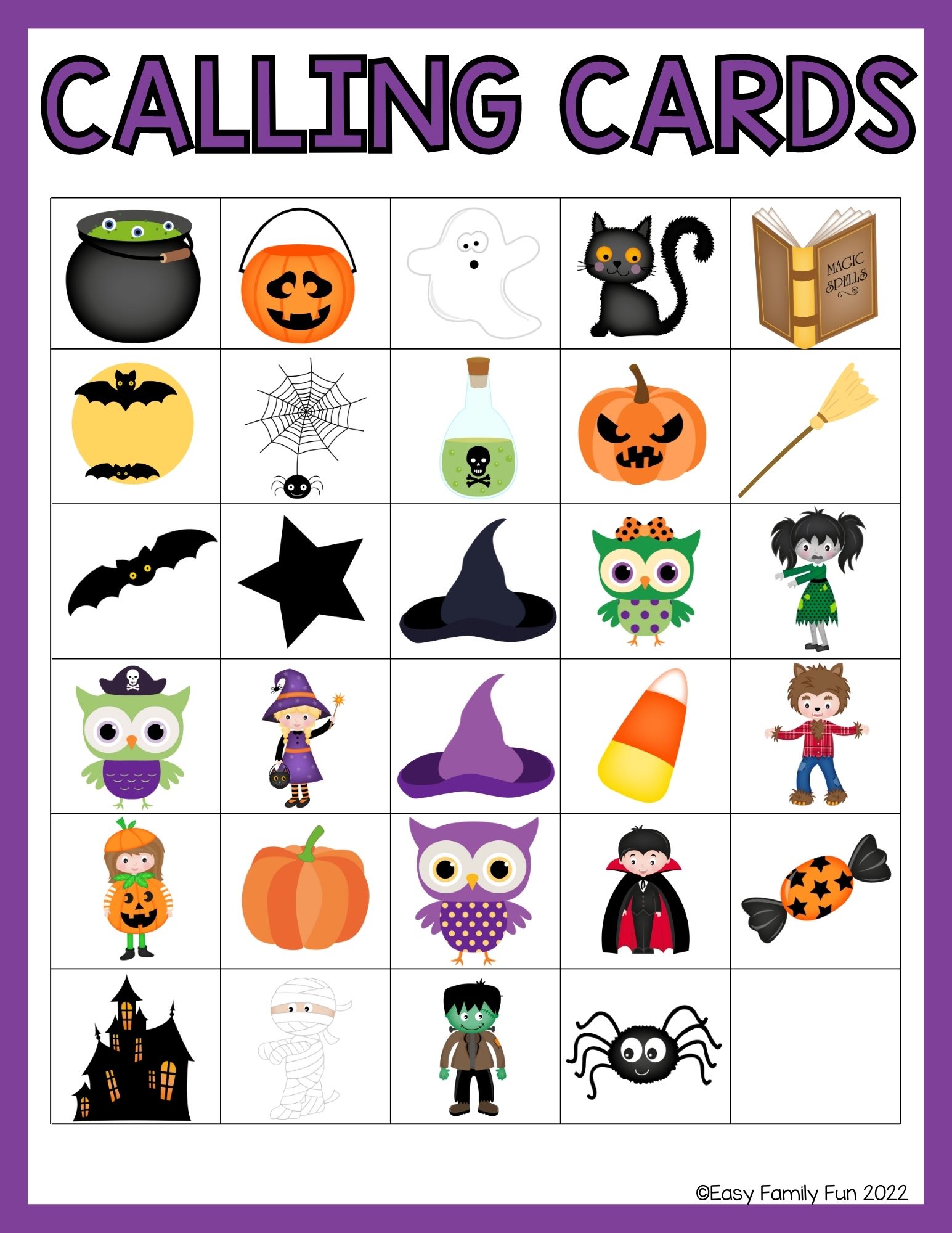 Halloween Bingo Cards Includes 8 Different Cards