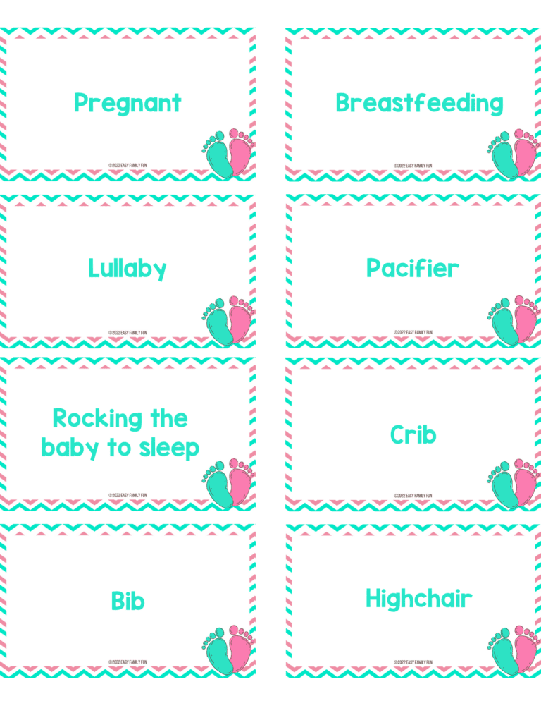 100+ Baby Shower Charades Ideas + Printable Cards