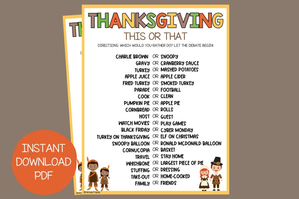 50+ Festive Thanksgiving This or That Questions