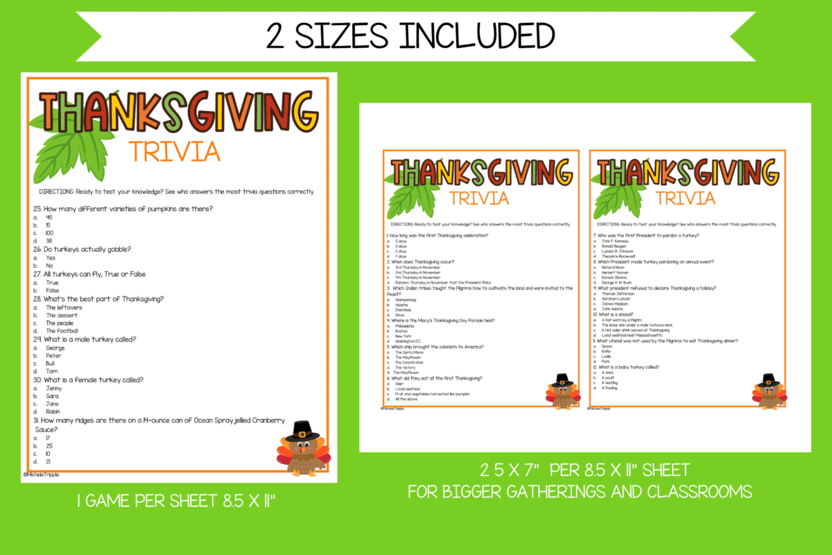 50 Festive Multiple Choice Thanksgiving Trivia Questions for Kids with ...