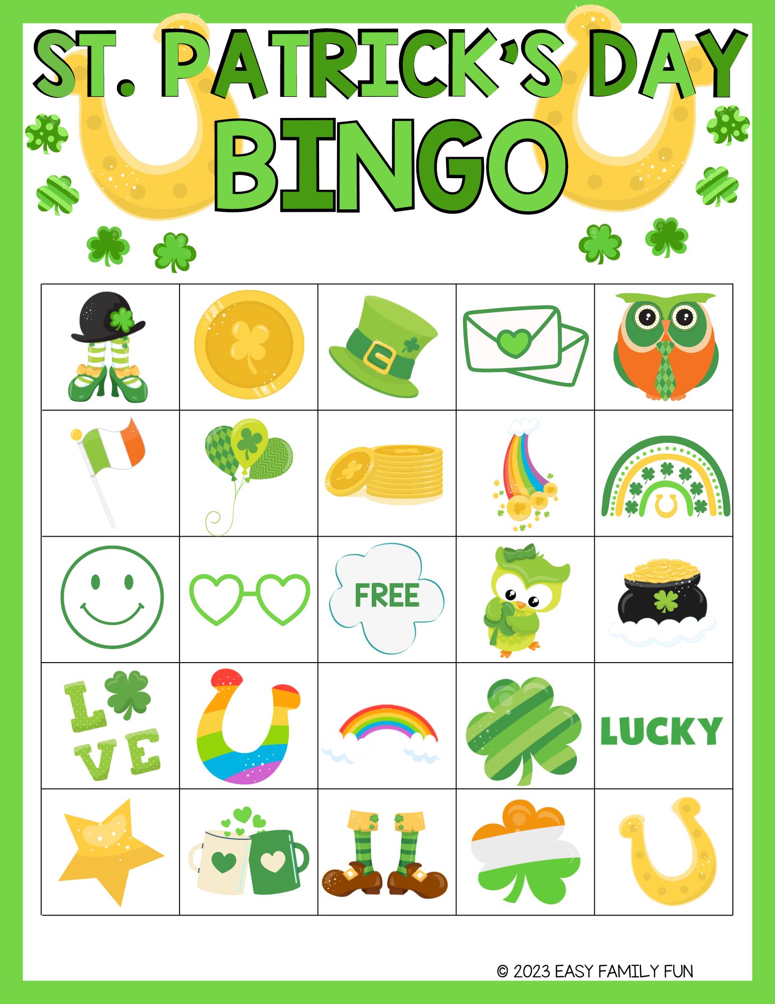 Festive St. Patrick’s Day Bingo Cards