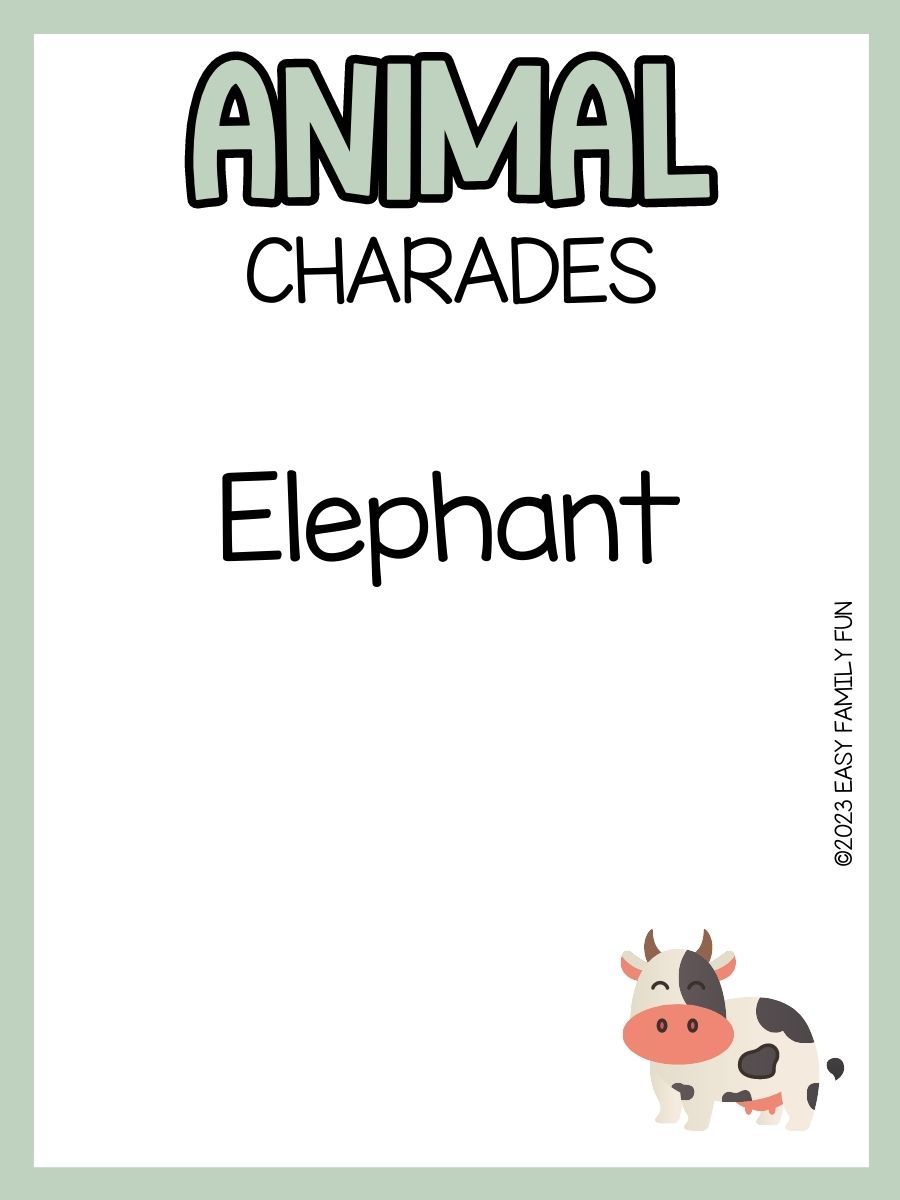 Animal Charades - Easy Family Fun- Print-and-Play Family Fun Hub