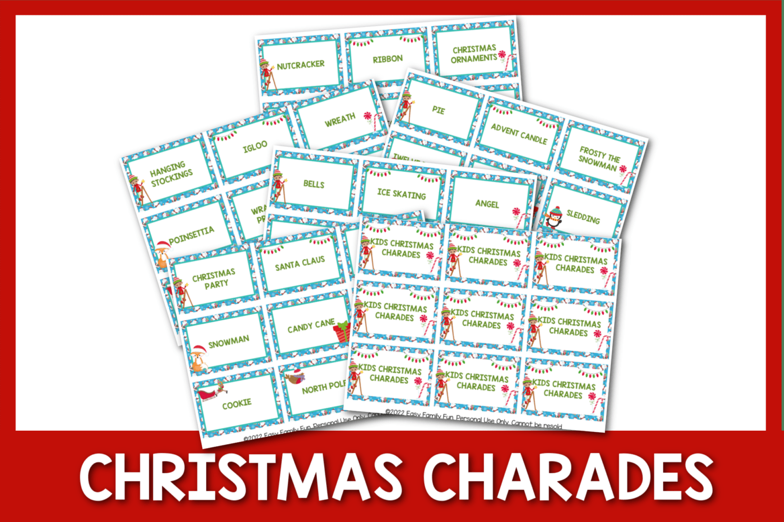 70+ Festive Kids Christmas Charades + Printable Cards - Easy Family Fun ...