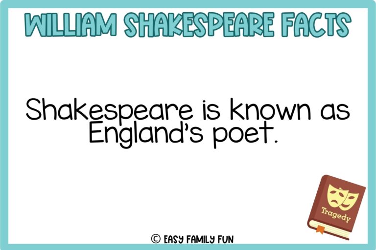 75 Facts About William Shakespeare [Plus Free Fact Cards] - Easy Family Fun- Print-and-Play ...