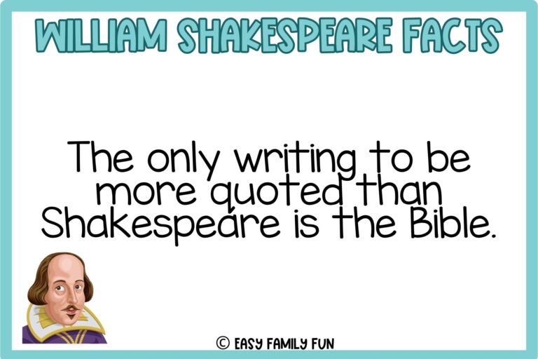 75 Facts About William Shakespeare [Plus Free Fact Cards] - Easy Family ...