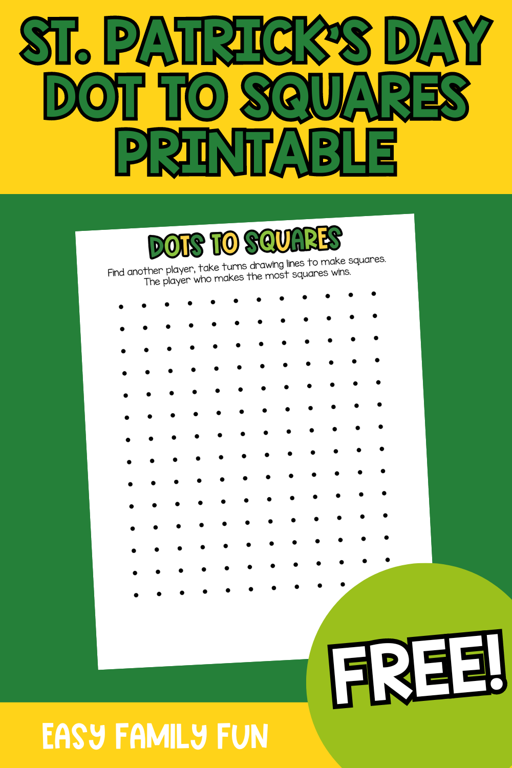 St. Patrick’s Day Dots and Boxes Printable Game - Easy Family Fun ...
