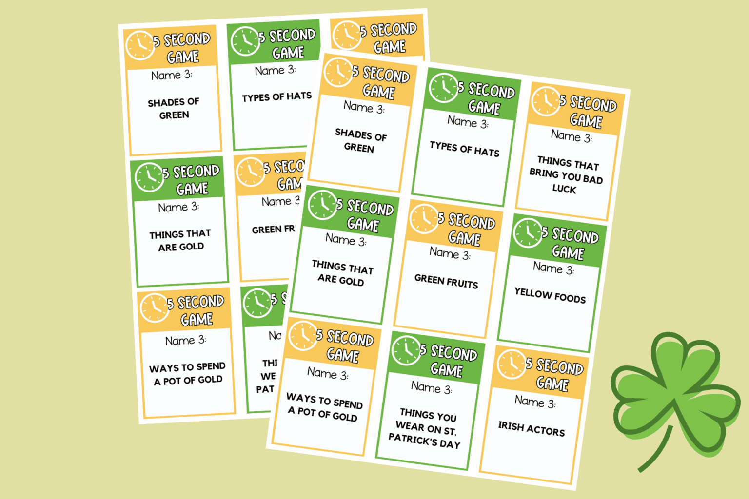 St. Patrick’s Day 5 Second Game - Easy Family Fun- Print-and-Play ...
