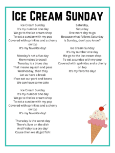 Ice Cream Kid Songs [Plus Free Lyric Printables] - Easy Family Fun ...
