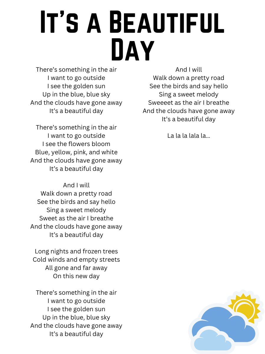 Weather Songs For Kids [Lyrics and Printable] - Easy Family Fun- Games ...