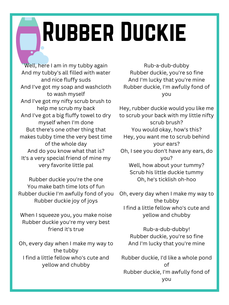 Sing and Splash Bathtime Songs for Kids [Lyrics and Printables] - Easy ...