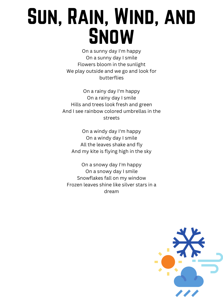 Weather Songs For Kids [Lyrics and Printable] - Easy Family Fun- Games ...